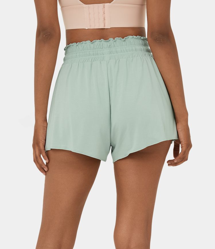 Hoch taillierte, lässige, gestapelte Flowy Shorts mit elastischem Bund ...